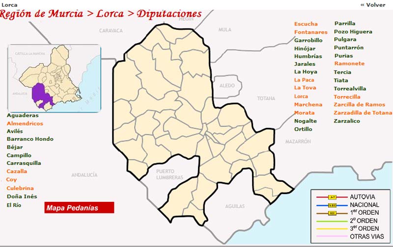 Mapa de Pedanías de Lorca